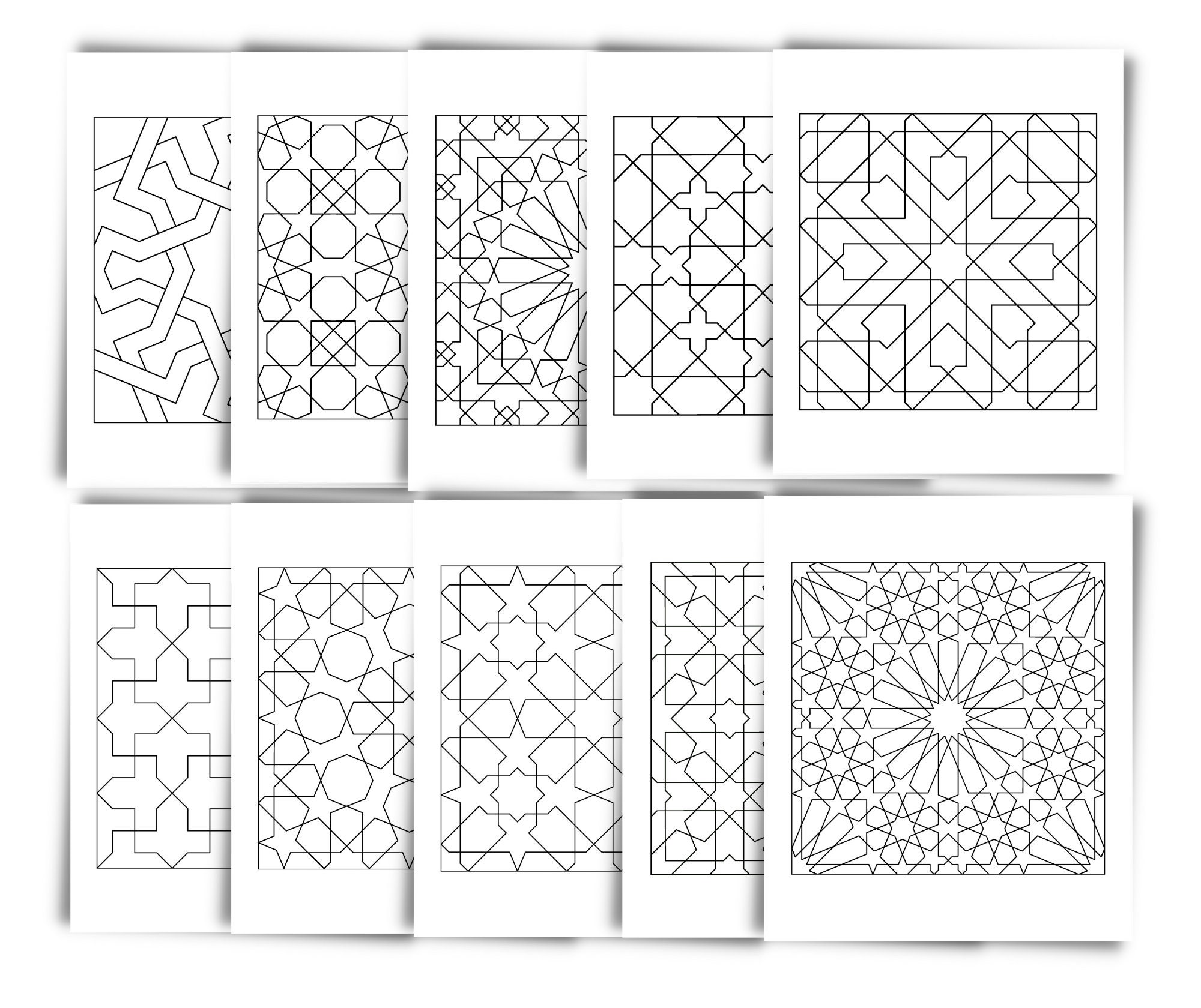 Islamic Geometry Coloring Pages, 10 Printable Pages, Kids, Adults ...