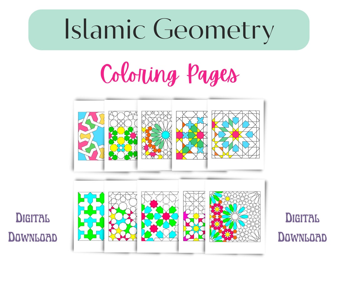 Islamic Geometry Coloring Pages, 10 Printable Pages, Kids, Adults ...