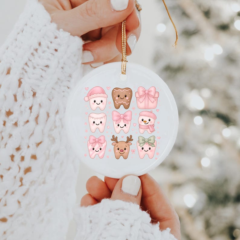 Girly Christmas Tooth PNG: Pink Holiday Dental Art (digital Download ...