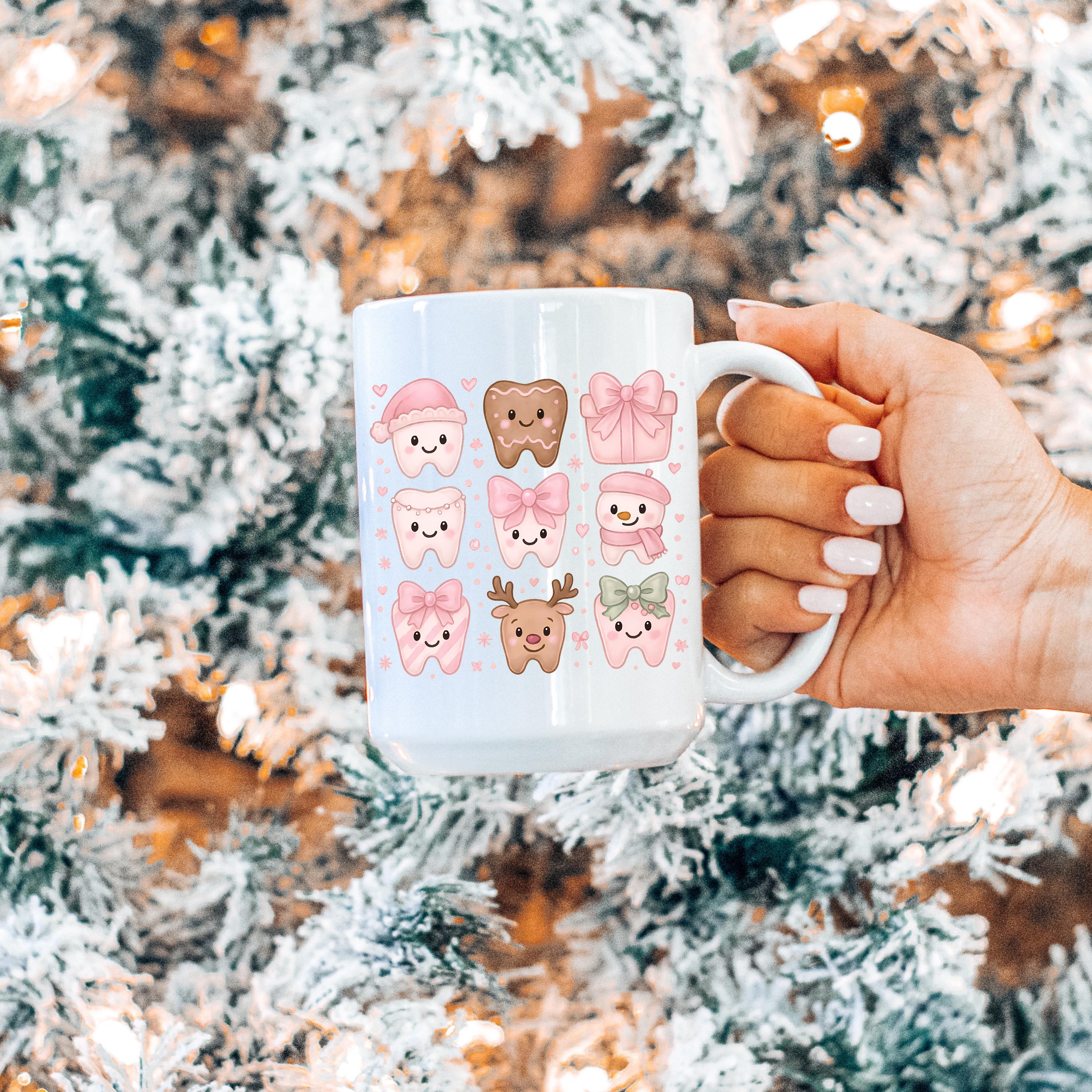 Girly Christmas Tooth PNG: Pink Holiday Dental Art (digital Download ...