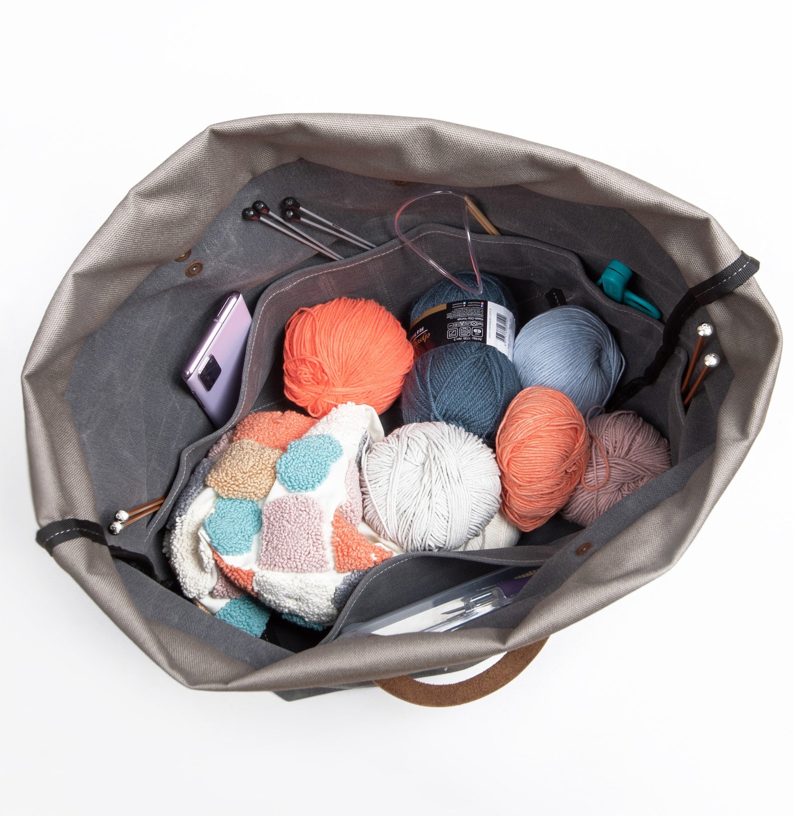 Knitting Project Tote Bag, Crochet Project Bag, Large Project Bag, Yarn ...