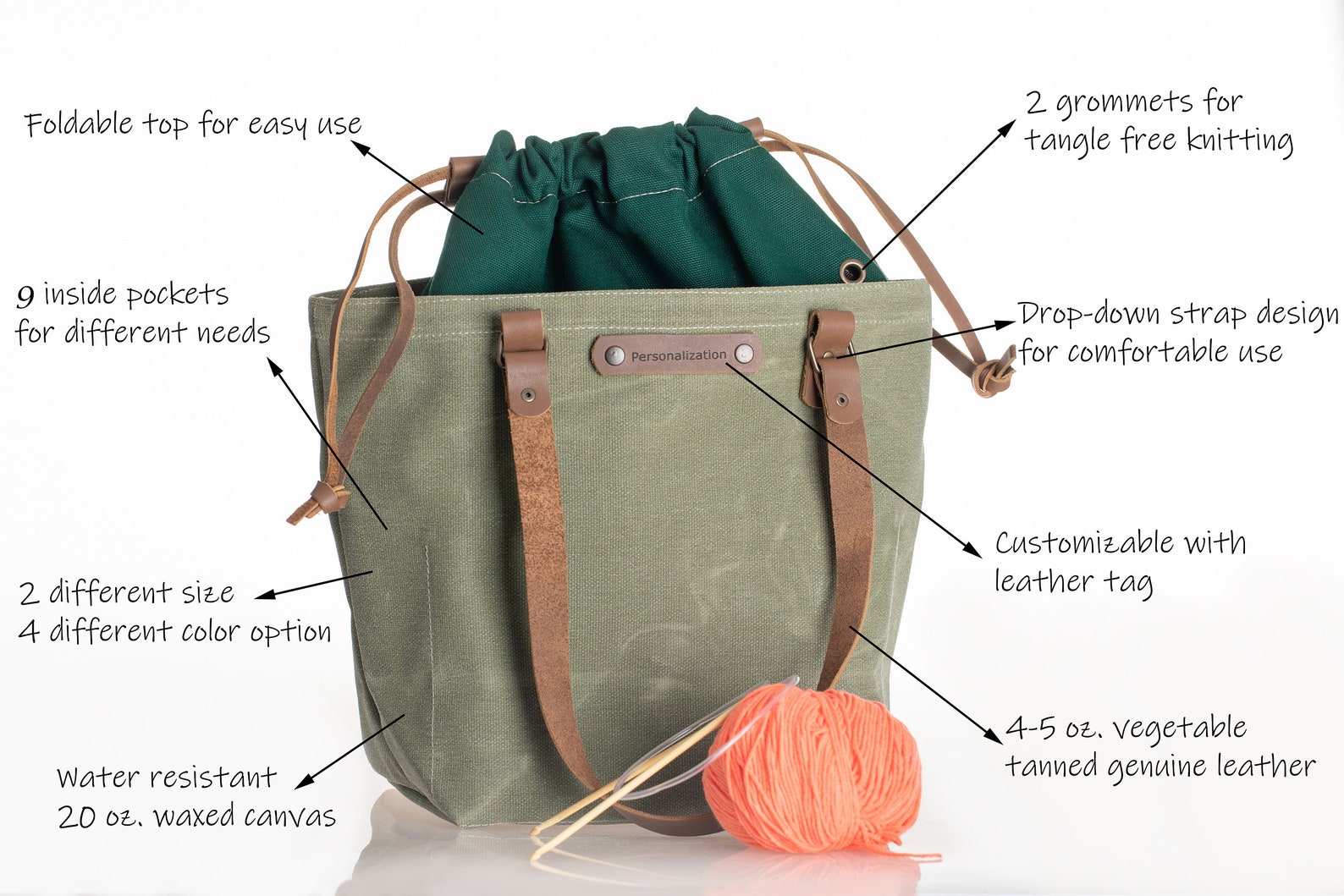 Knitting Project Tote Bag Large Project Bag Crochet Project - Etsy