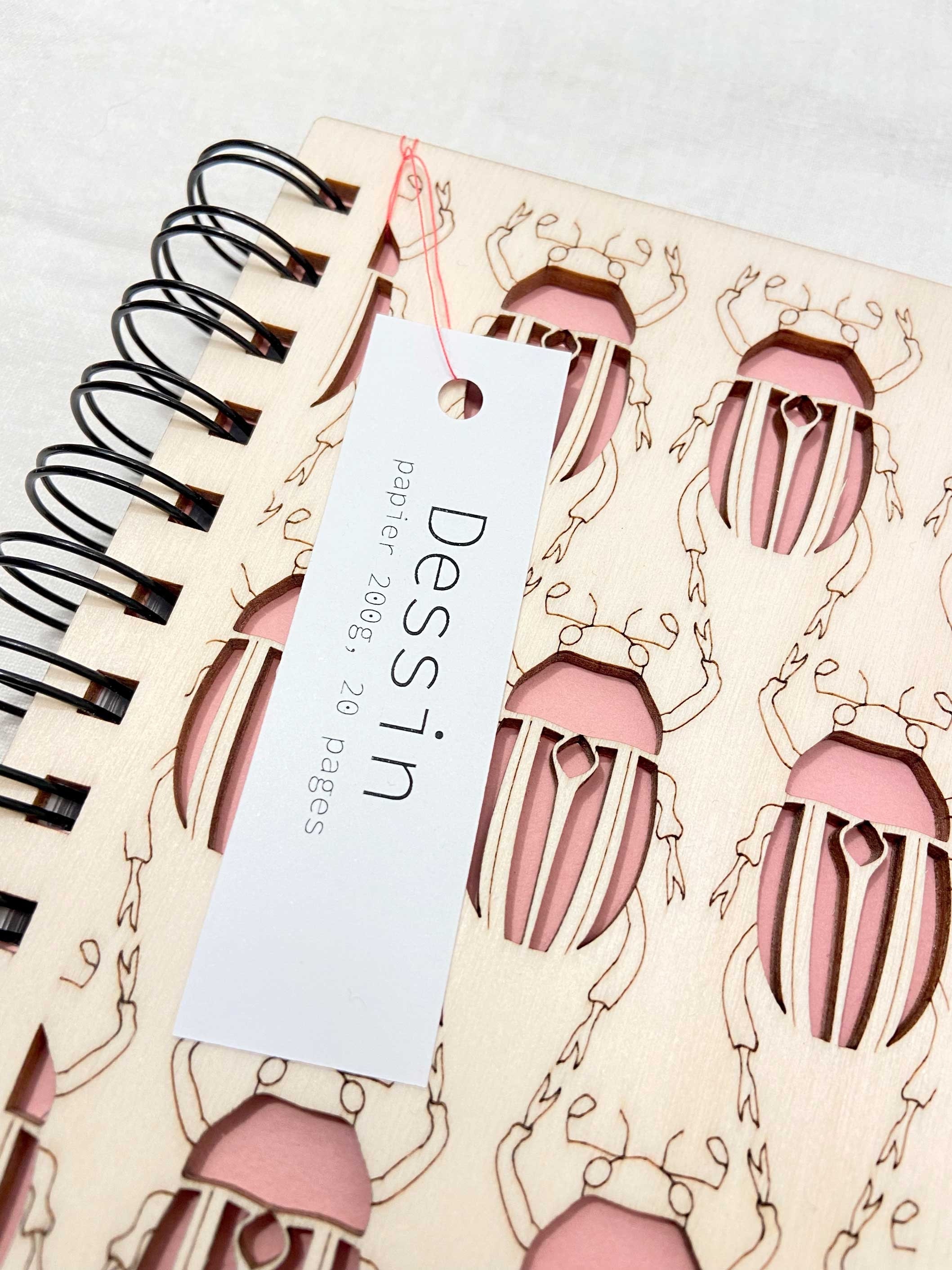 Pretty Little Notebook or Drawing Book in Wood Engraved With Scarab ...