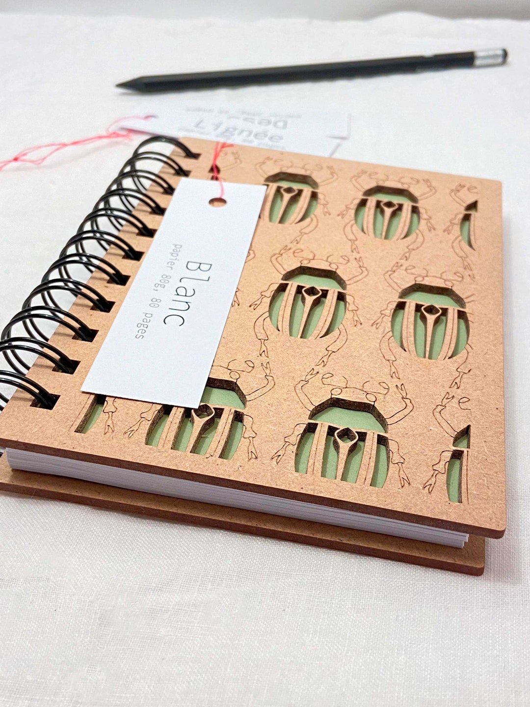 Pretty Little Notebook or Drawing Book in Wood Engraved With a Beetle ...