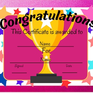 Editable Congratulation Certificate Template - Etsy
