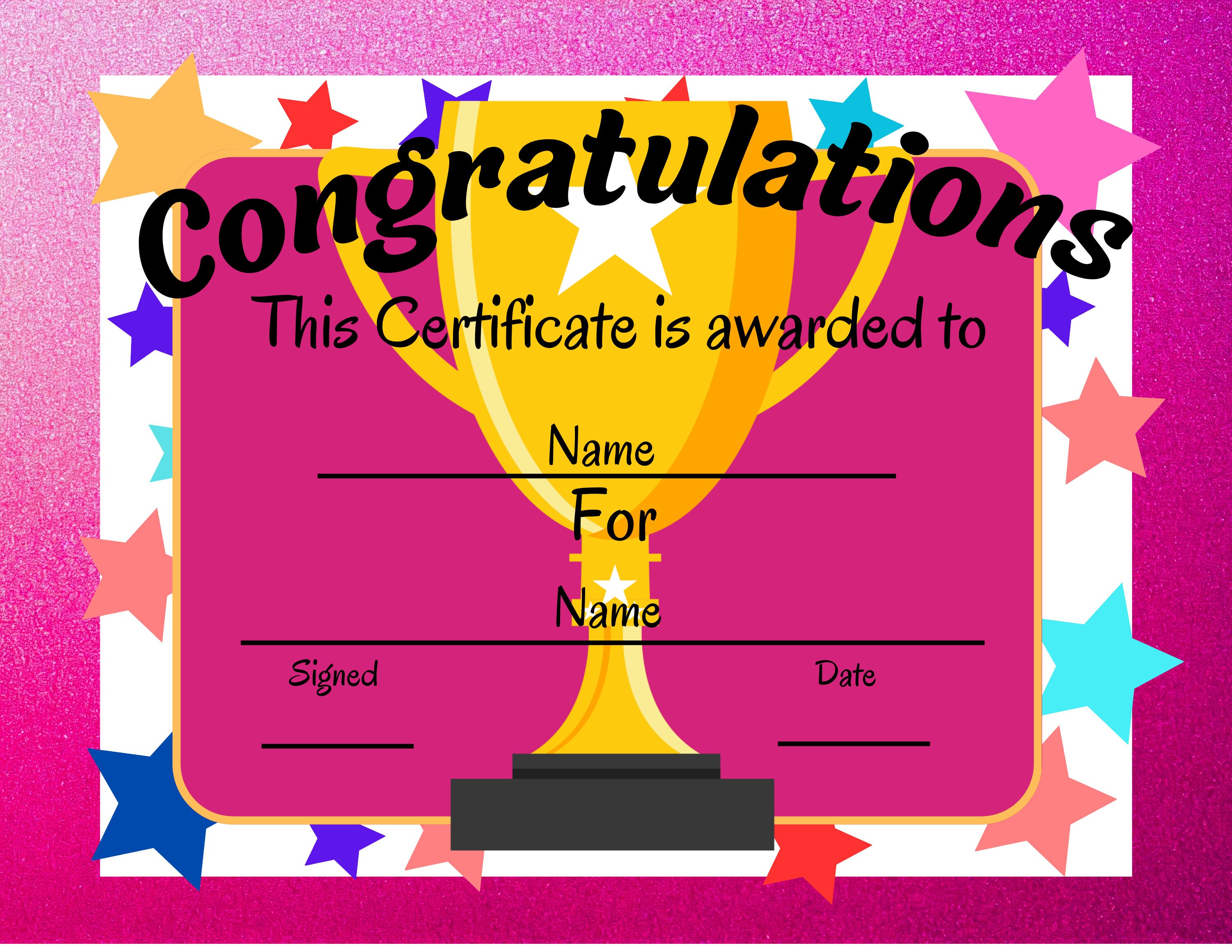Editable Congratulation Certificate Template - Etsy