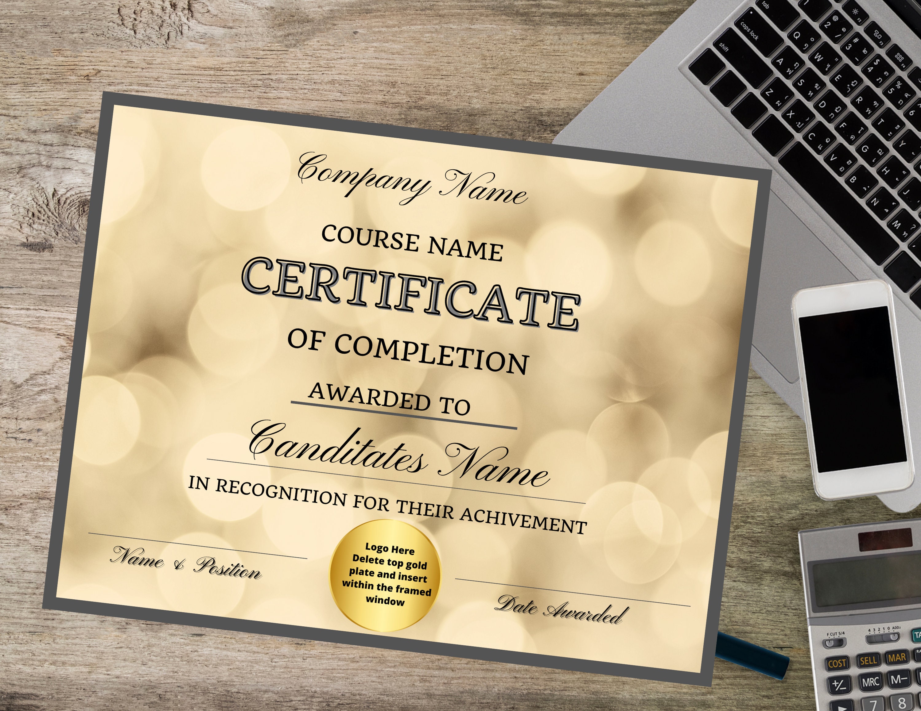 Editable Awards Certificate, Completion Certificate, Diploma ...
