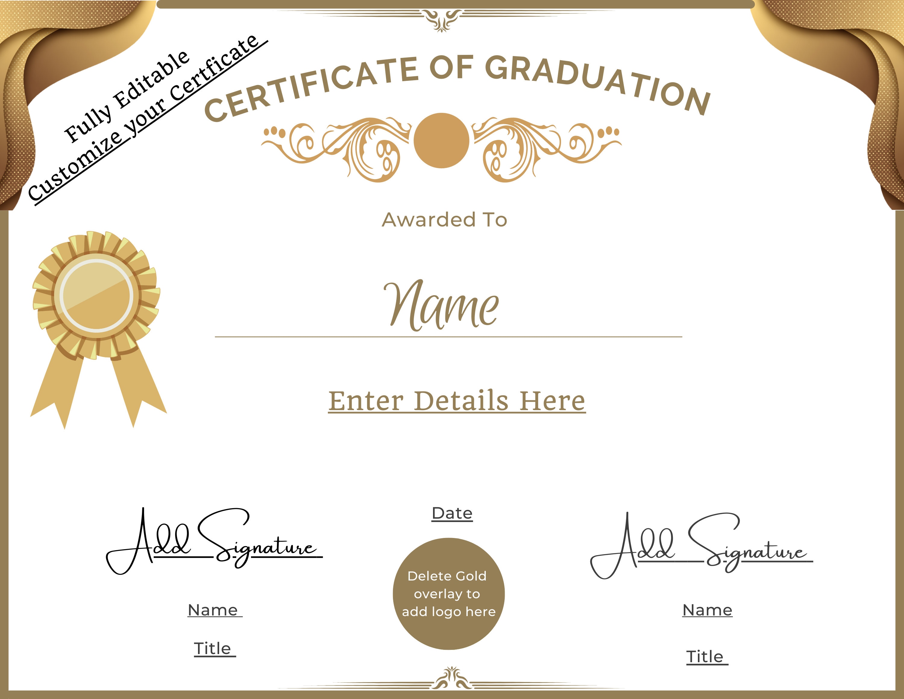 Editable Graduation Certificate, Diploma Certificate, Awards ...