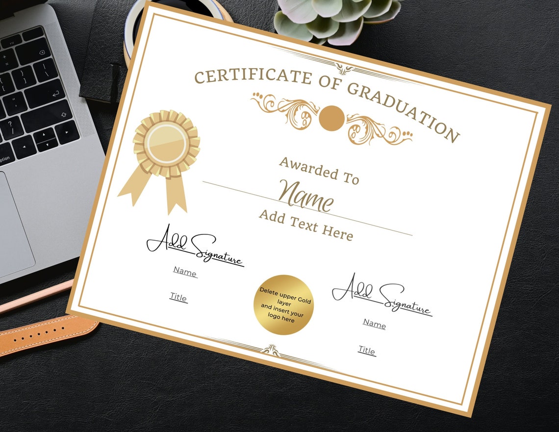 Editable Elegant Graduation Certificate. Fully Editable and Printable ...