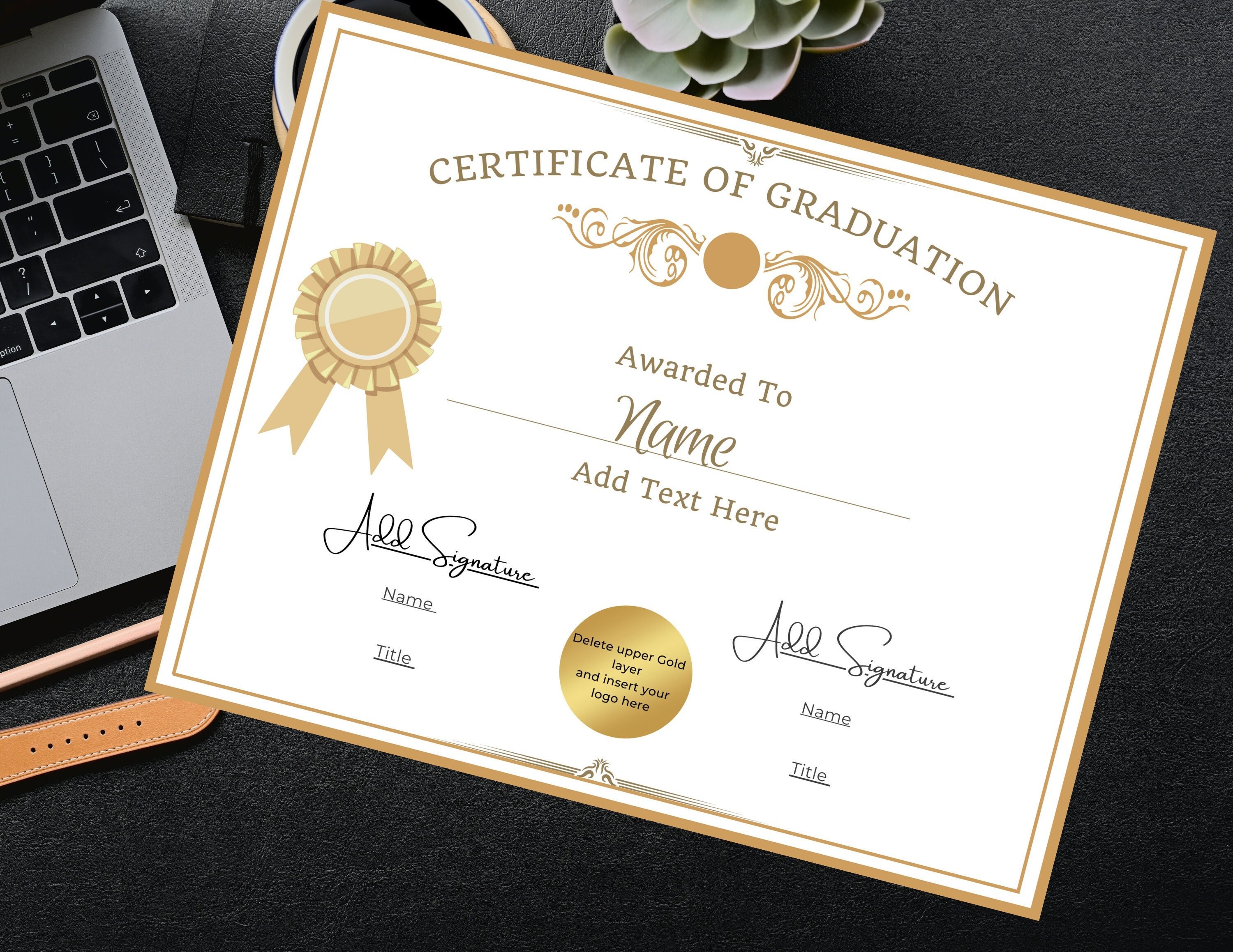 Editable Elegant Graduation Certificate. Fully Editable and Printable ...