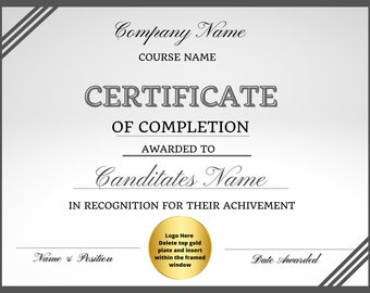 Editable Awards Certificate, Completion Certificate, Diploma ...