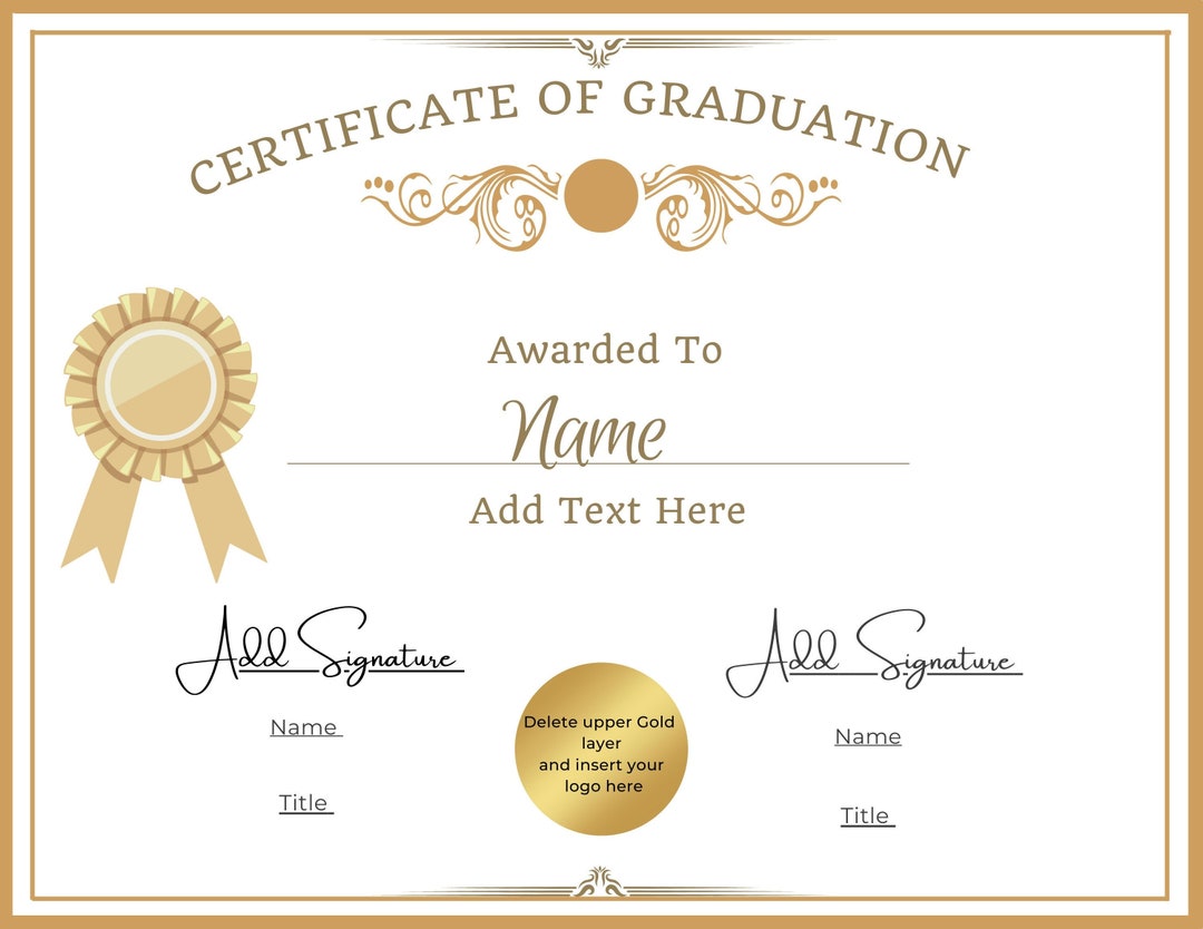 Editable Elegant Graduation Certificate. Fully Editable and Printable ...