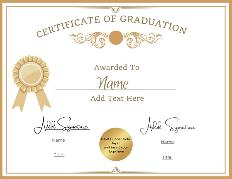 Editable Elegant Graduation Certificate. Fully Editable and Printable ...
