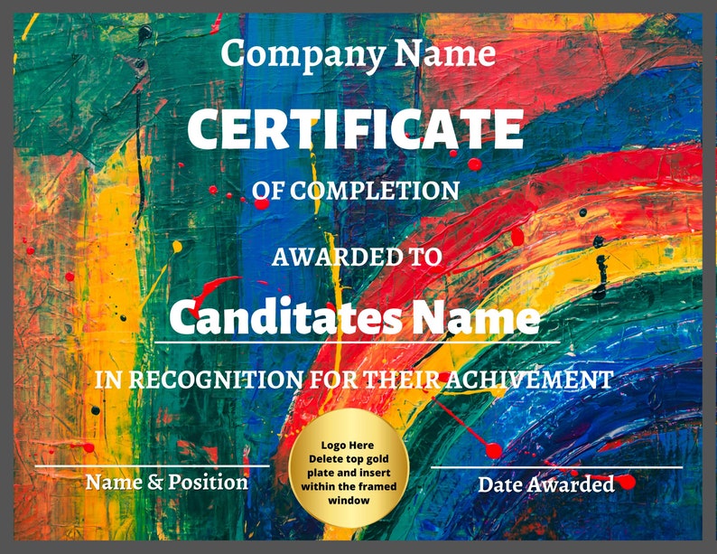 Editable Art Awards Certificate, Completion Certificate, Diploma ...