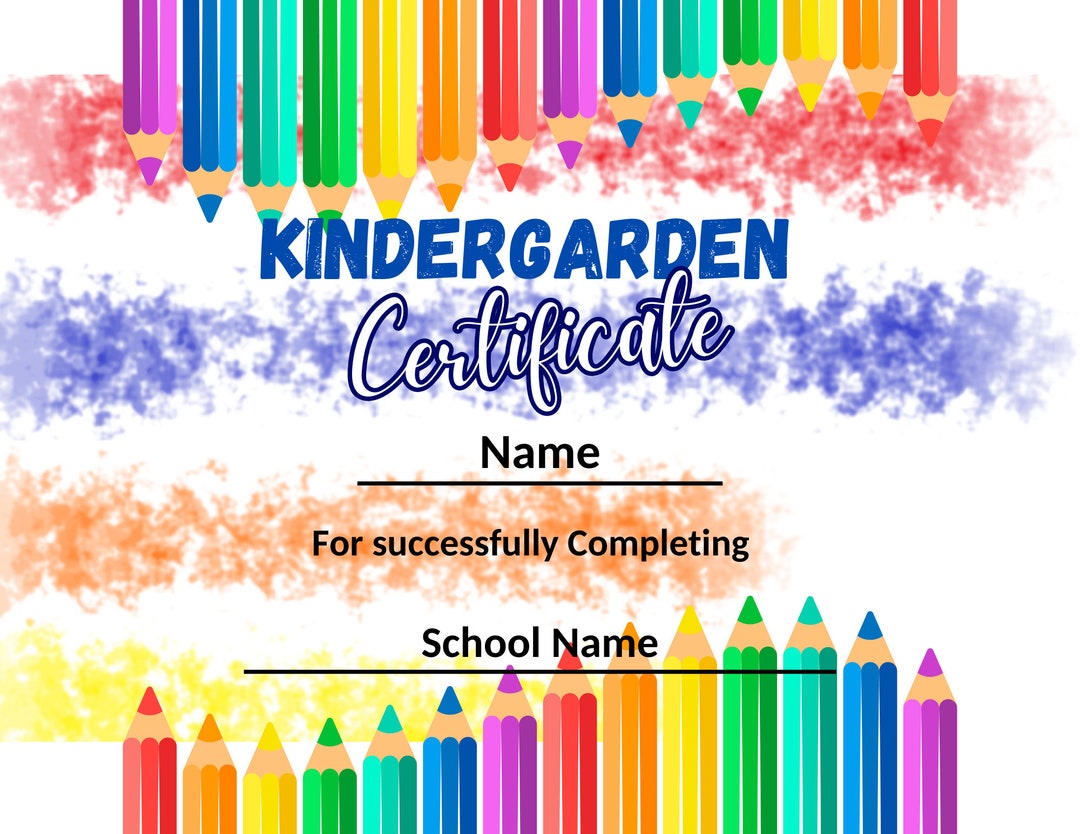 Editable Kids Kindergarten Preschool Certificate - Etsy
