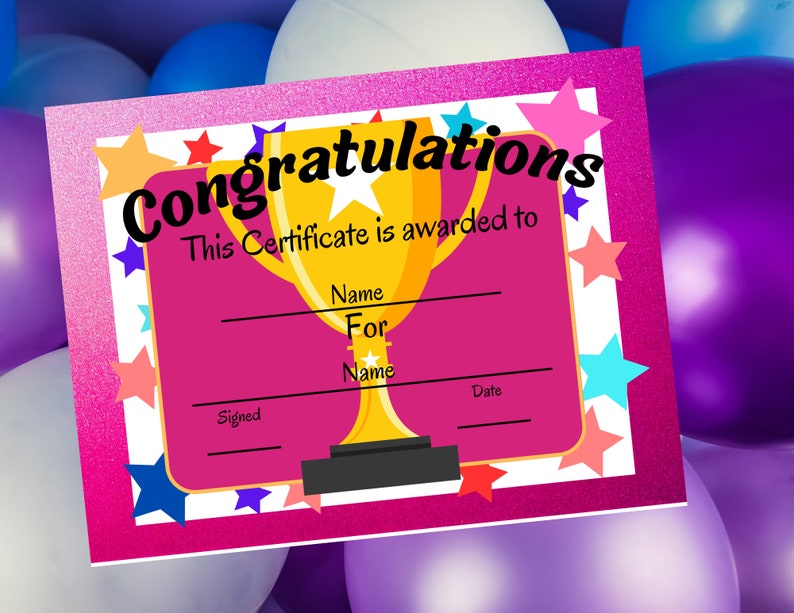 Editable Congratulation Certificate Template - Etsy