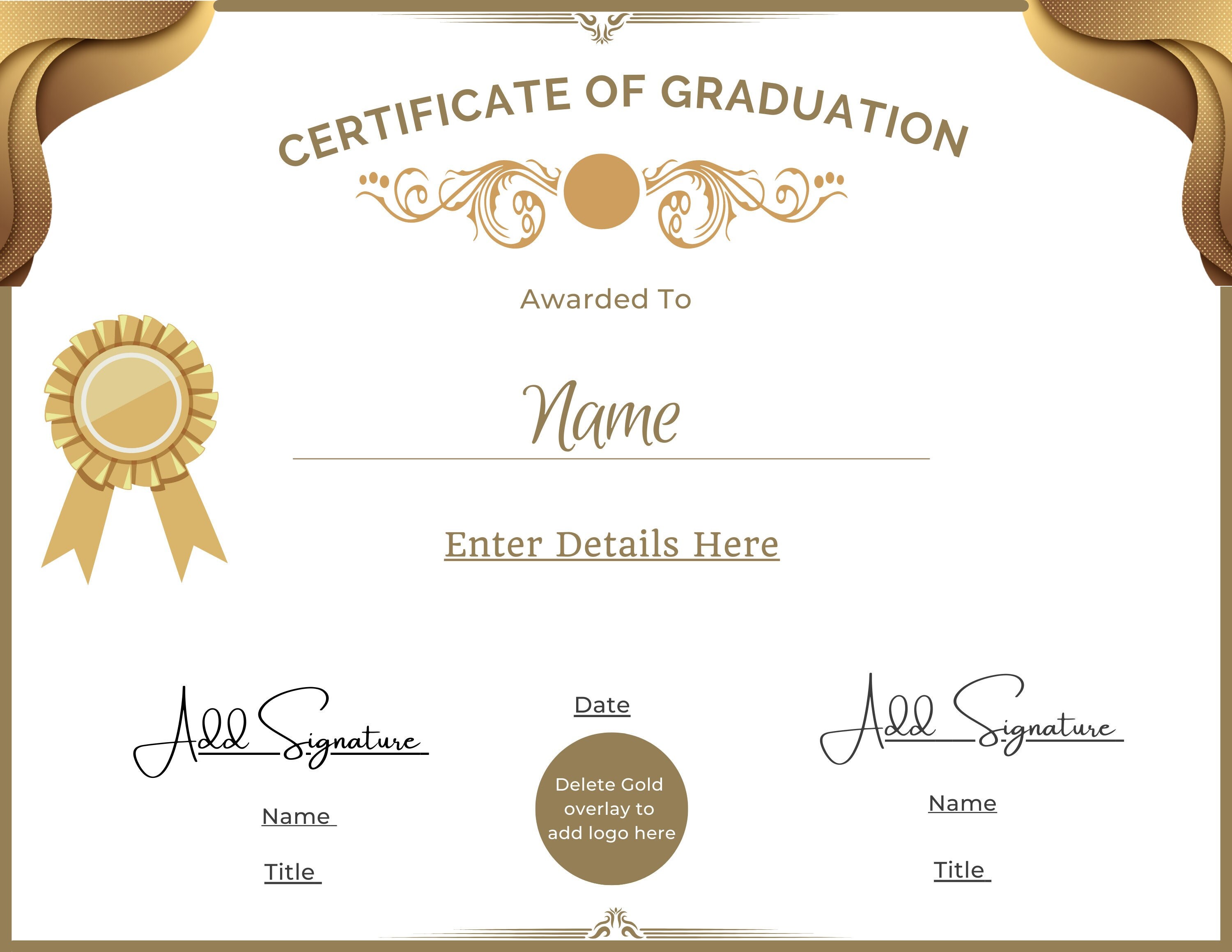 Editable Graduation Certificate, Diploma Certificate, Awards ...