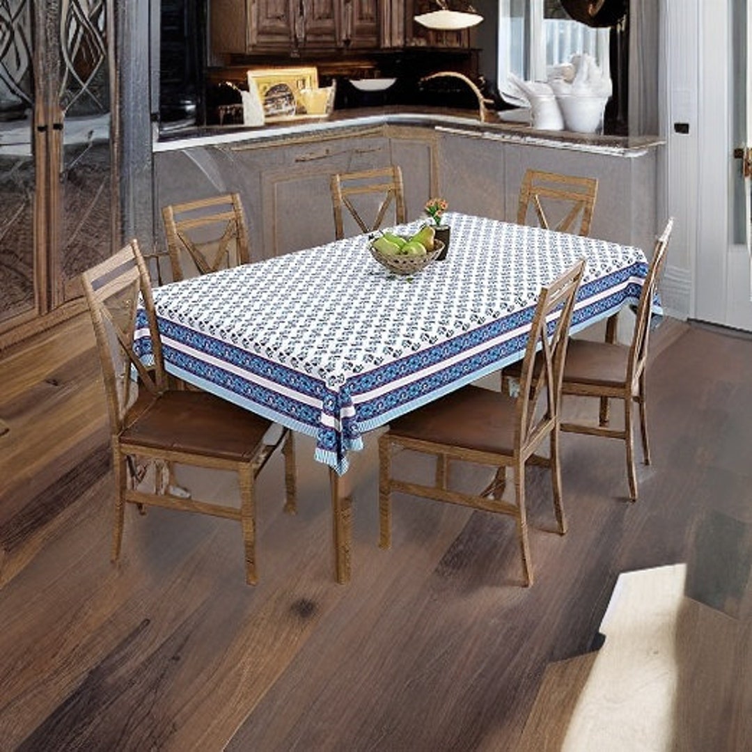 Mughal Blue Buti Colour Hand Block Printed Tablecloth Cyprus - Etsy