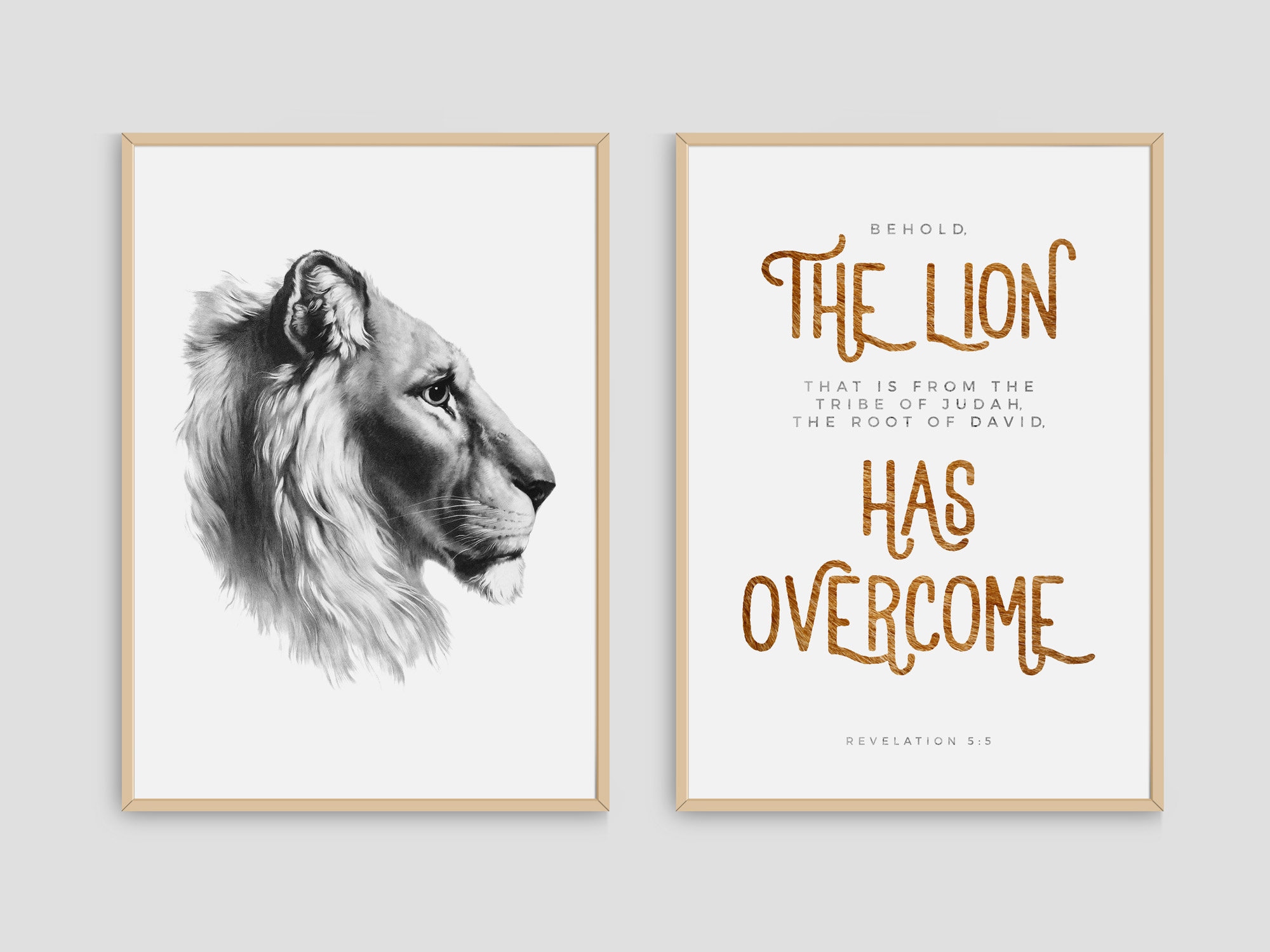 Lion of Judah Set of 2 | Lion Art Print | Revelation Scripture | Tribe ...