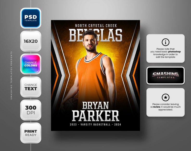 Photoshop Banner Template for All Sports - Fully Editable - 16x20 ...