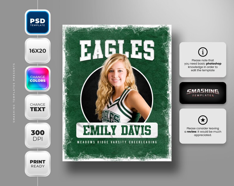 Photoshop Poster Template for All Sports - Fully Editable - 16x20 ...