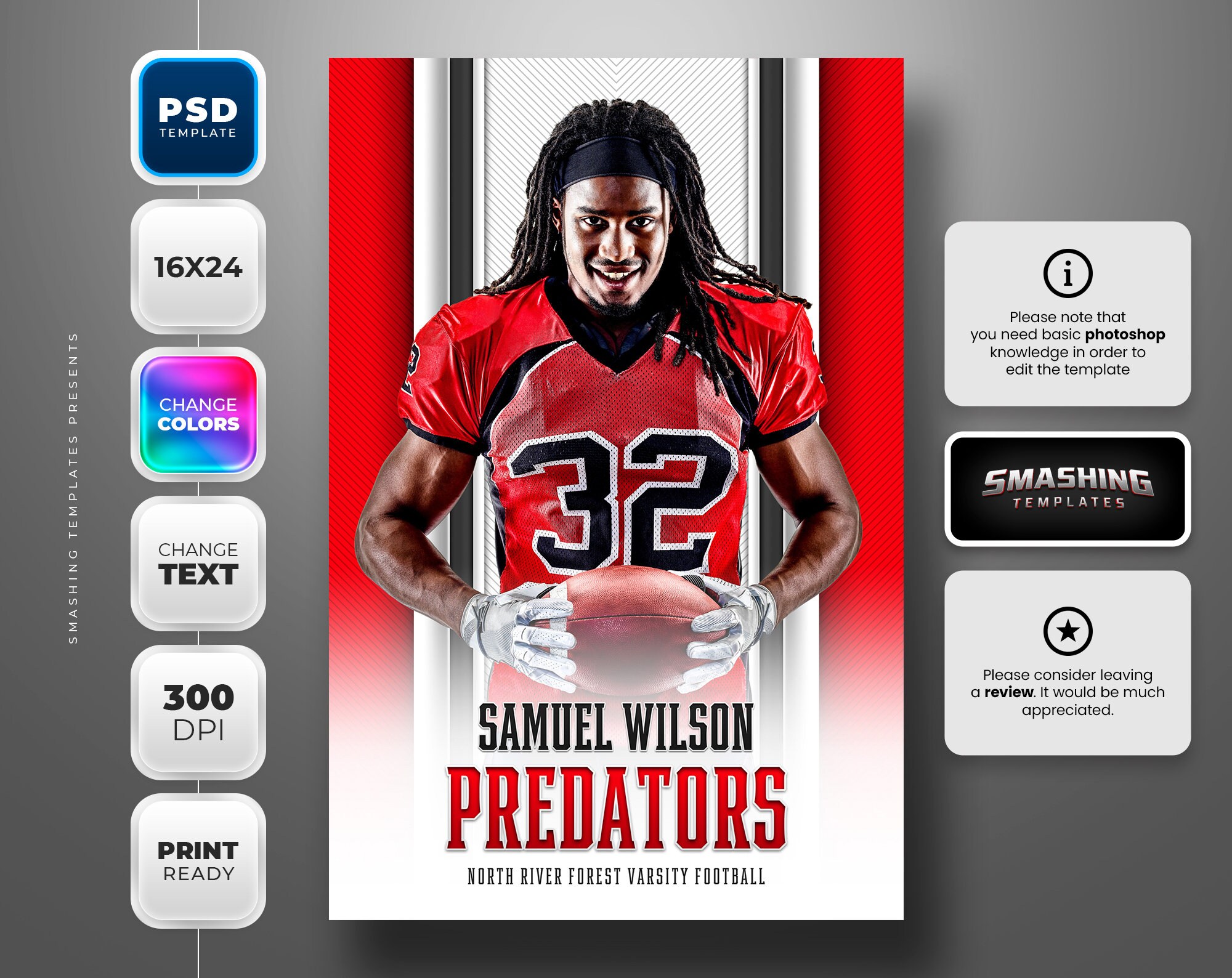 Photoshop Sports Banner Template for Any Sport Fully Editable 16x24 ...