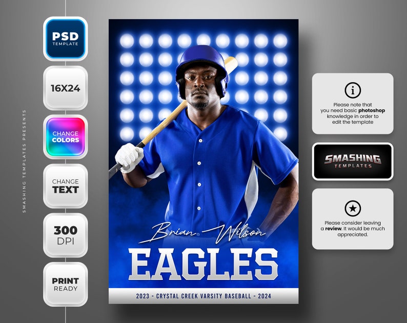 Photoshop Banner Template for All Sports - Fully Editable - 16x24 ...