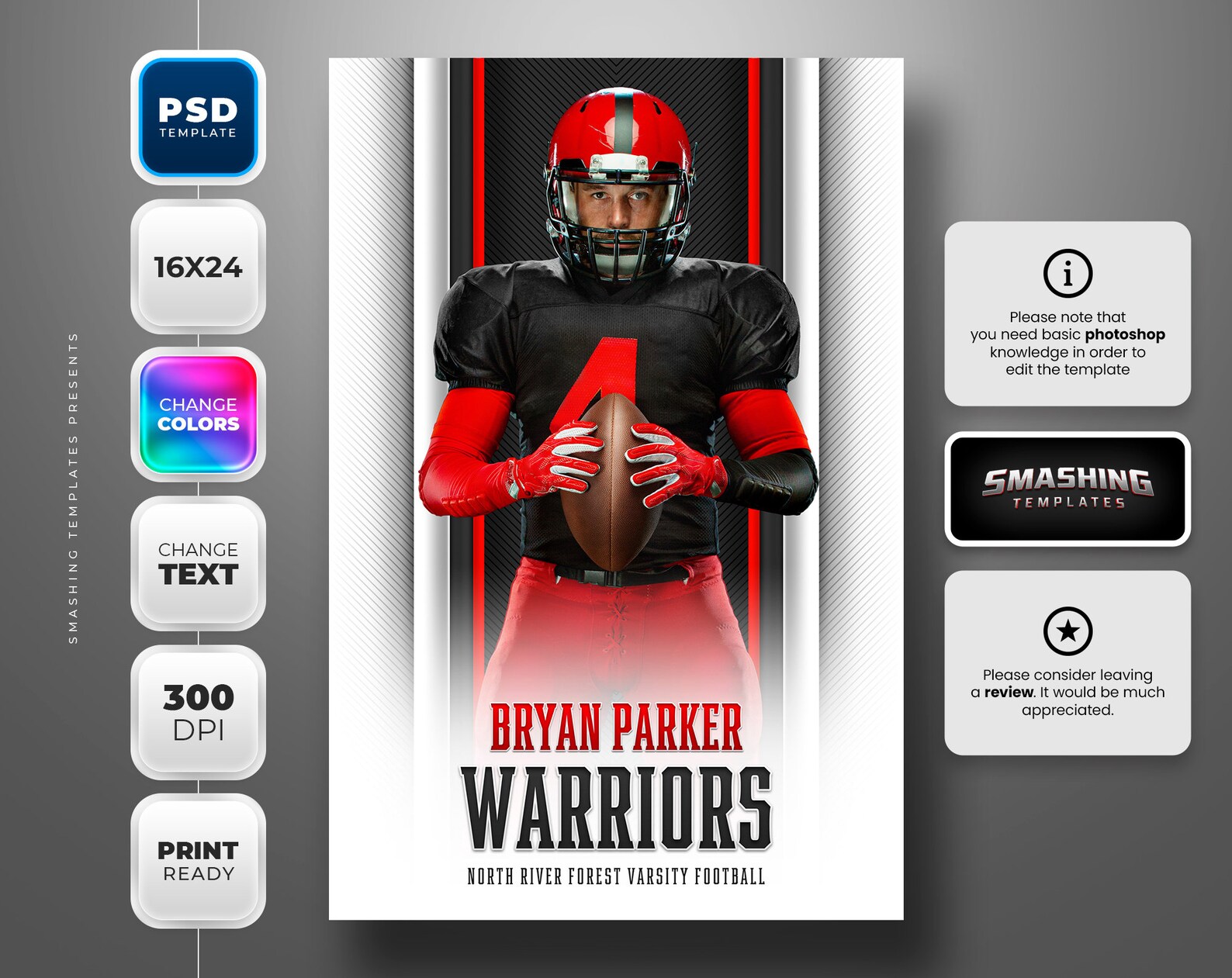 Photoshop Sports Banner Template for Any Sport - Fully Editable - 16x24 ...