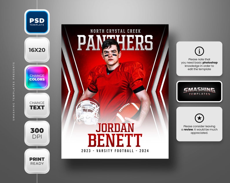 Photoshop Banner Template for All Sports - Fully Editable - 16x20 ...