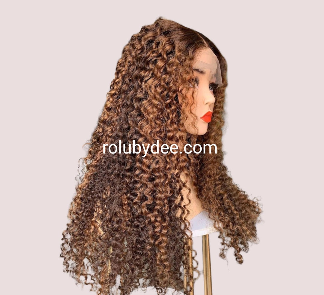 Curly Eurasian Highlights Virgin Human Hair Wig. Raw Hair. - Etsy