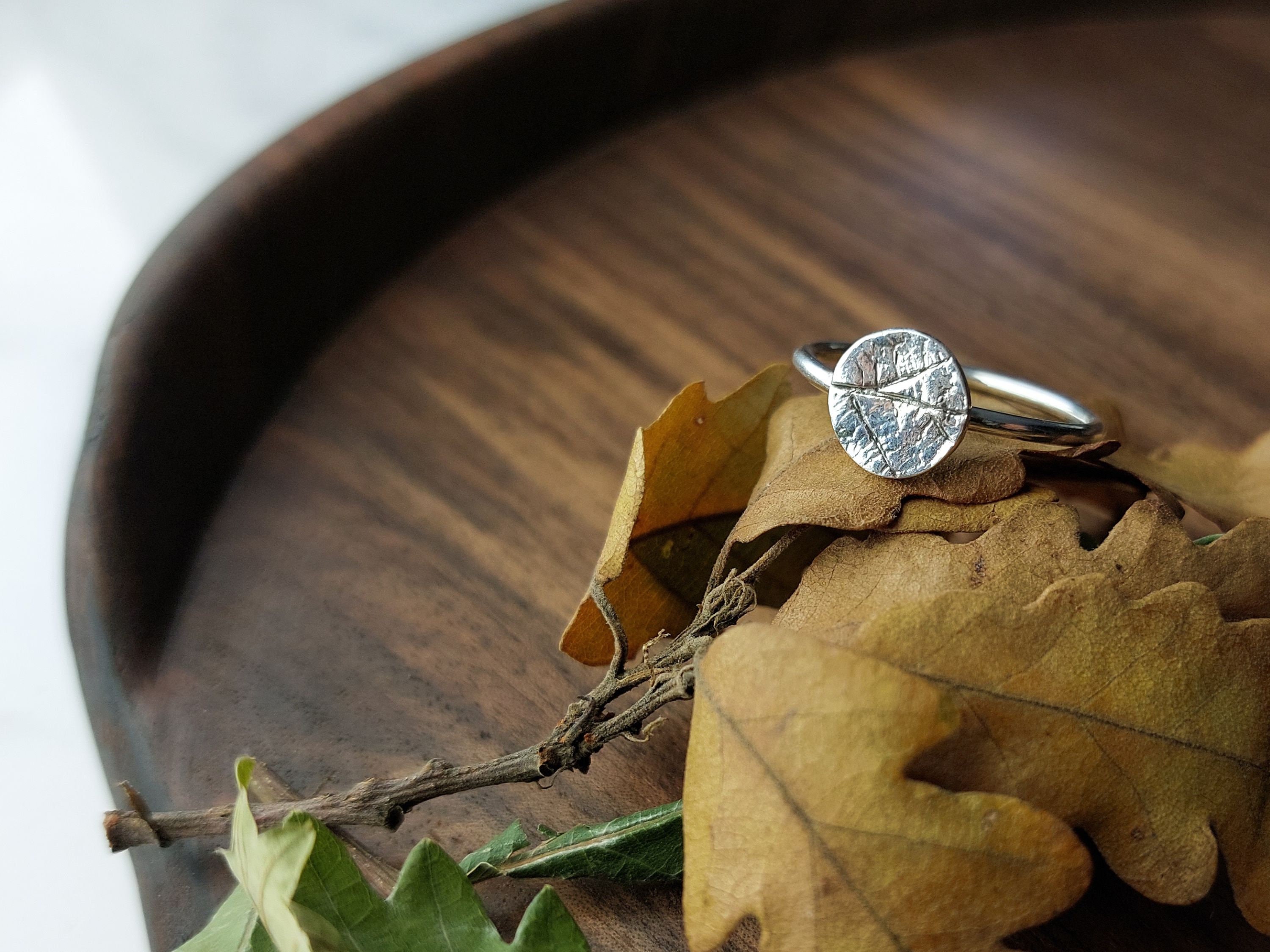 Silver Oak Leaf Ring Real Oak Leaf Ring Oak Replica Stacking Ring ...