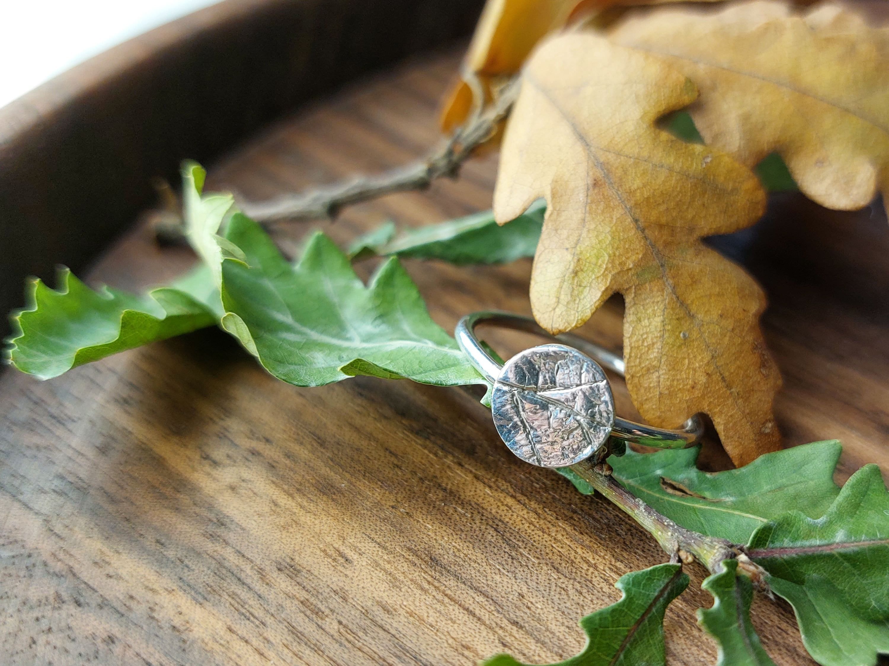 Silver Oak Leaf Ring Real Oak Leaf Ring Oak Replica Stacking Ring ...