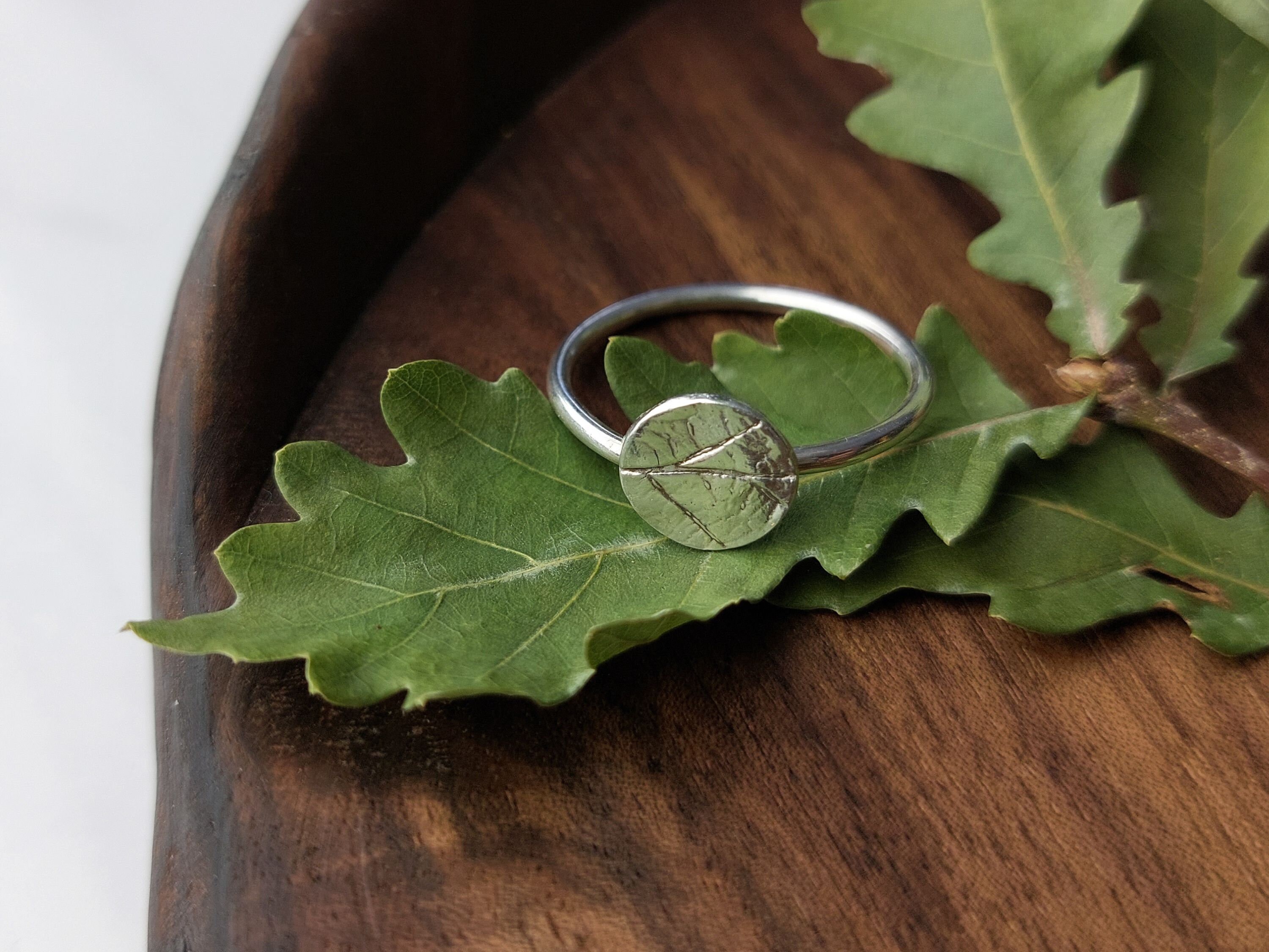 Silver Oak Leaf Ring Real Oak Leaf Ring Oak Replica Stacking Ring Inspired by Nature Silver ...