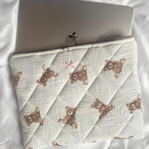Teddy Laptop Sleeve, Aesthetic Laptop Case, Cute Laptop Bag, Quilted ...