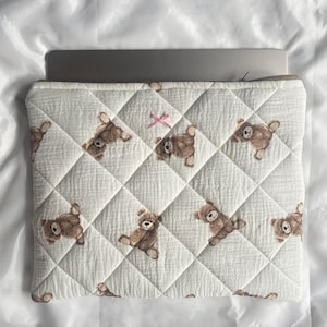 Teddy Laptop Sleeve, Aesthetic Laptop Case, Cute Laptop Bag, Quilted ...