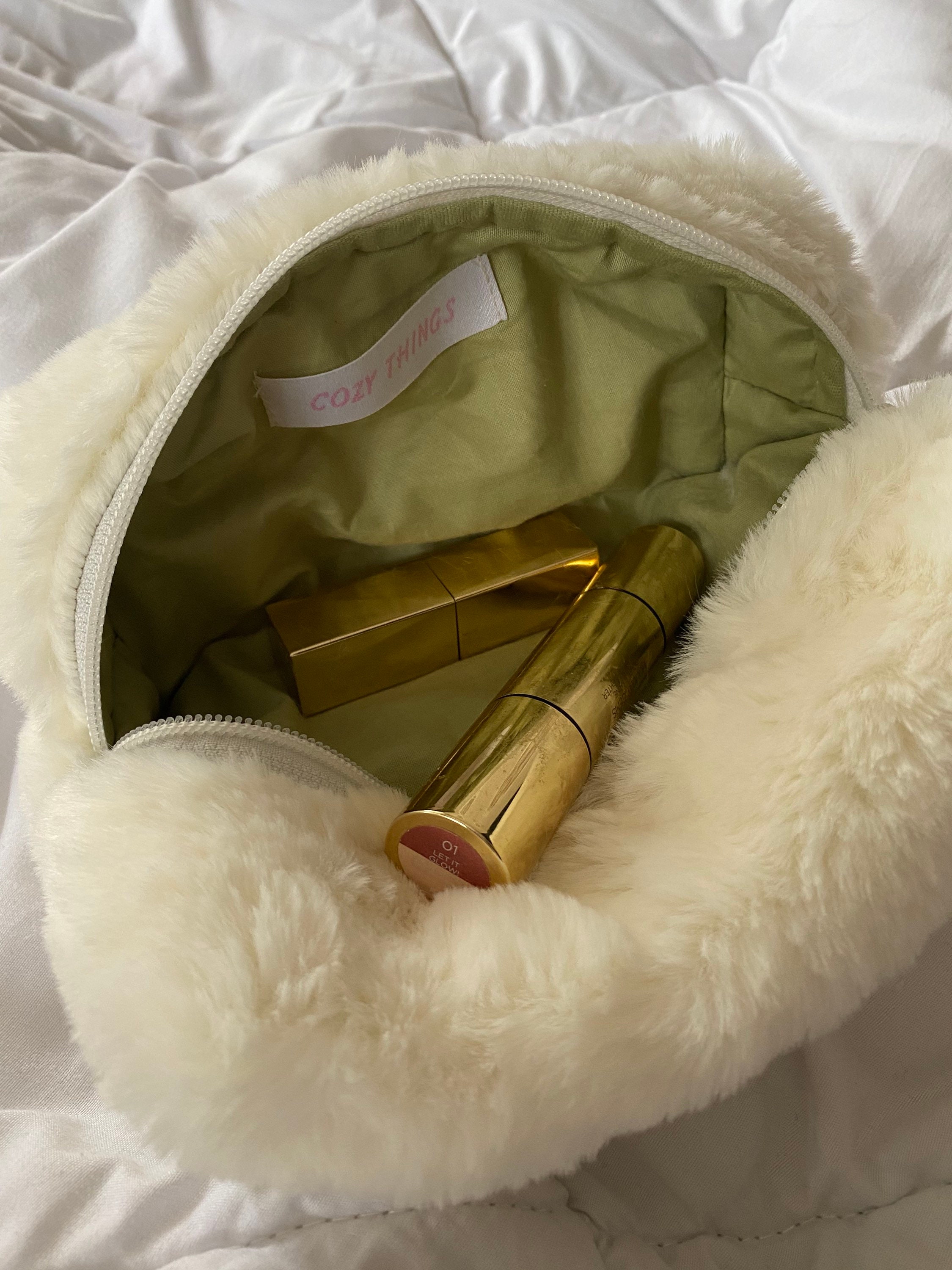 Fluffy Makeup Bag Makeup Bag Cosmetic Bag Travel Bag White - Etsy