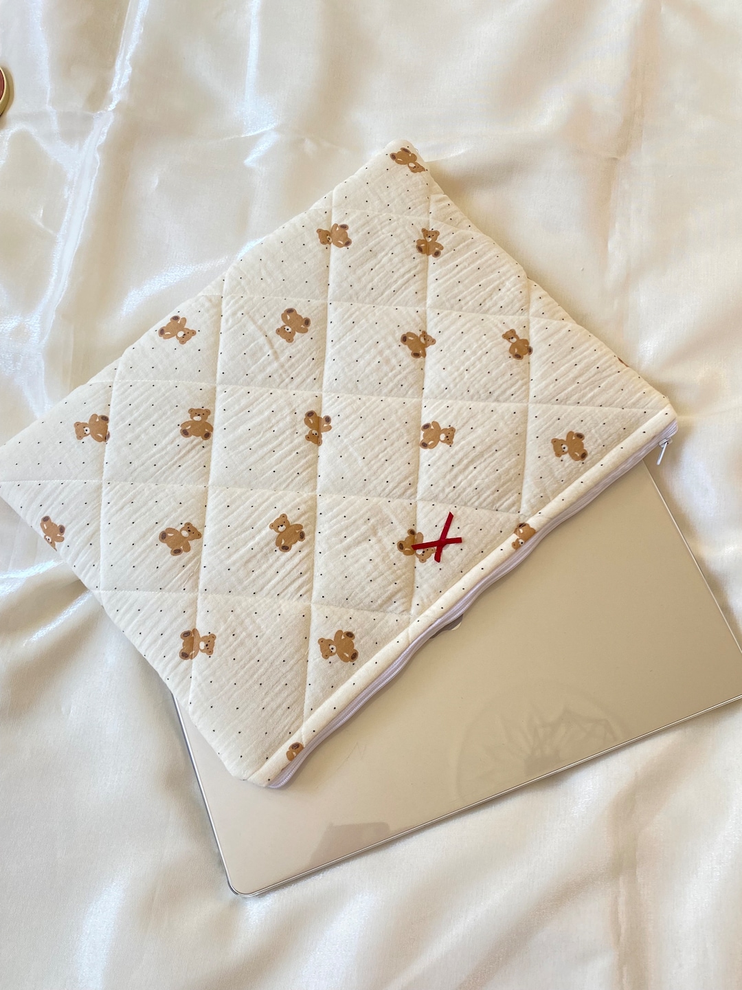 Teddy Laptop Sleeve, Aesthetic Laptop Case, Cute Laptop Bag, Quilted ...