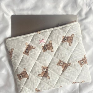 Teddy Laptop Sleeve, Aesthetic Laptop Case, Cute Laptop Bag, Quilted ...