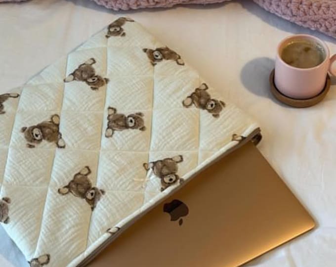 Teddy Laptop Sleeve, Aesthetic Laptop Case, Cute Laptop Bag, Quilted ...