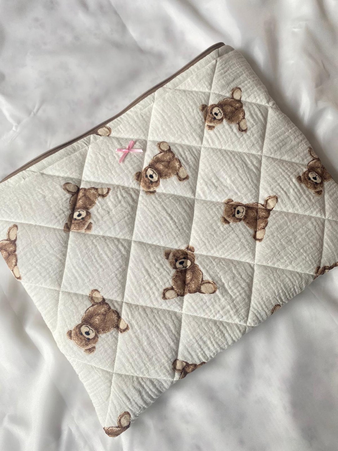 Teddy Laptop Sleeve, Aesthetic Laptop Case, Cute Laptop Bag, Quilted ...