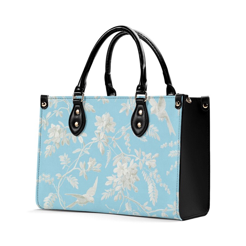 Baby Blue Handbag Blue Floral PU Leather Handbag Light Blue Crossbody ...