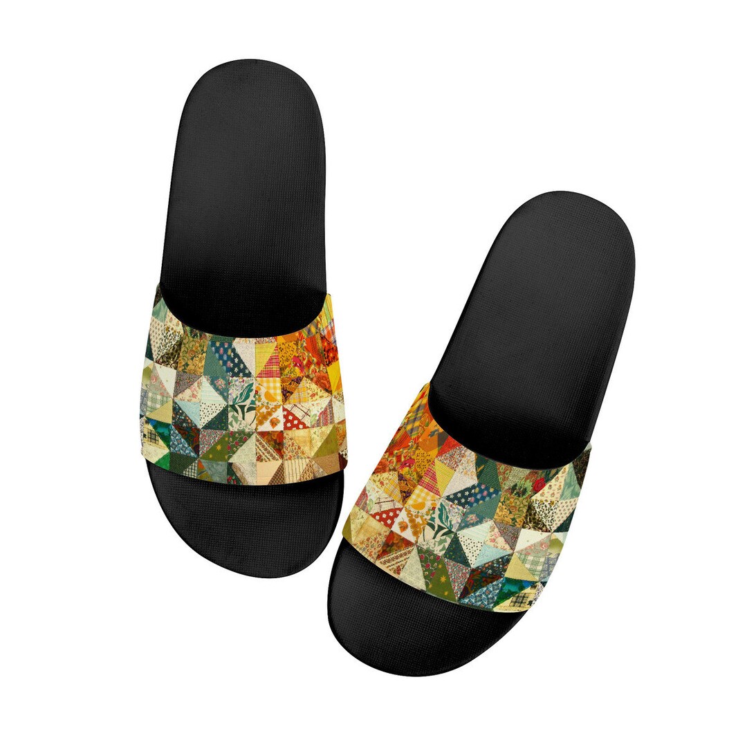 Colorful Quilted Slipper Sides Rainbow Colored Slides Quilted Pattern ...