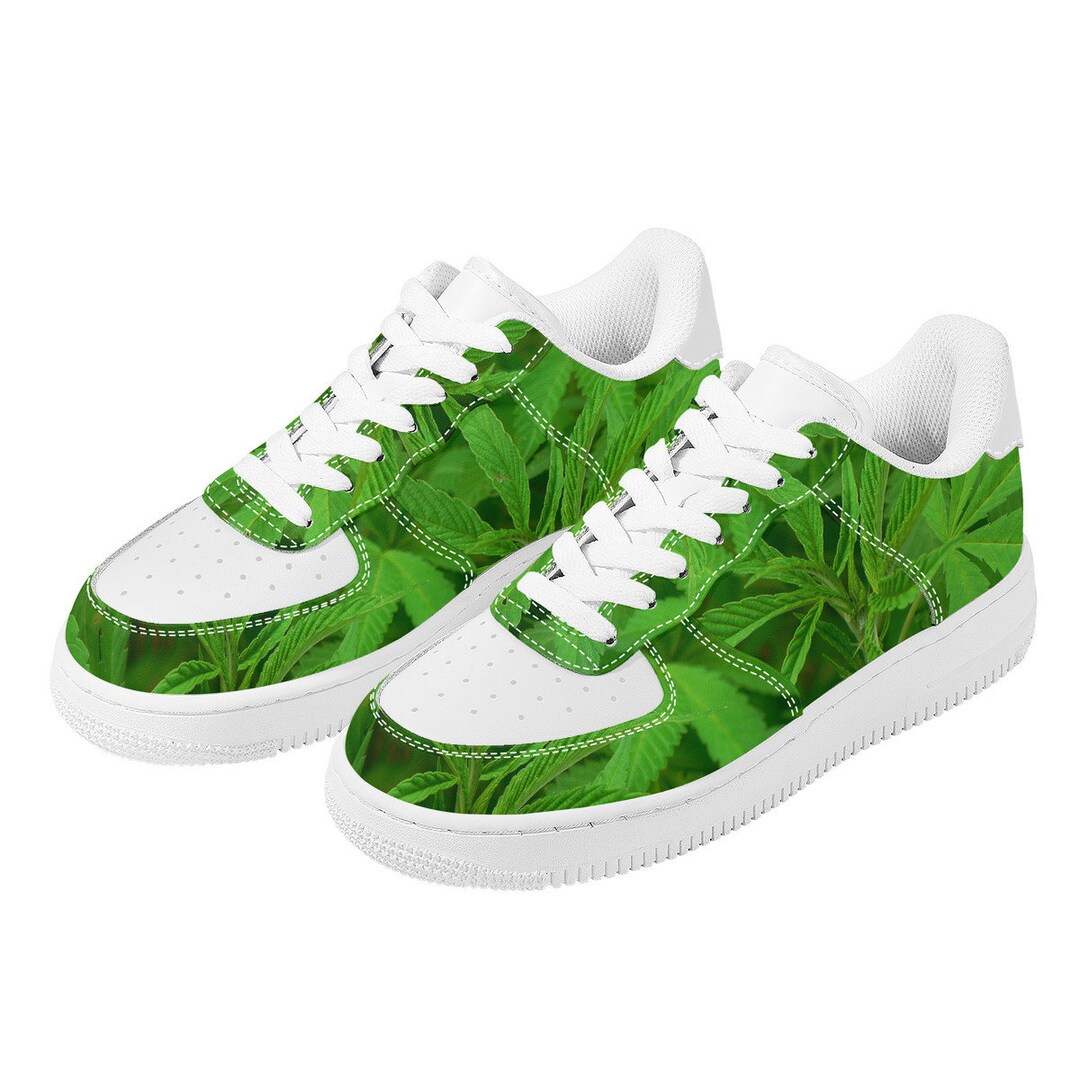 Mary Jane Shoe Green Sneaker Court Shoe Marijuana Print Shoe Weed ...