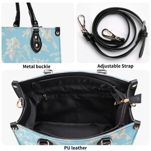 Baby Blue Handbag Blue Floral PU Leather Handbag Light Blue Crossbody ...
