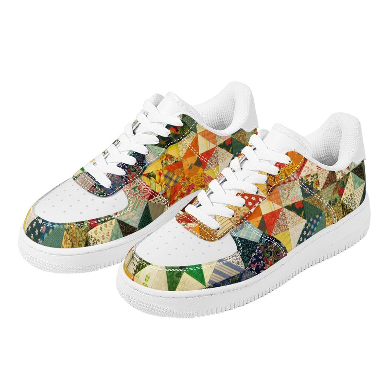 Colorful Triangle Quilted Shoes Sneakers Low Top Shoes - Etsy