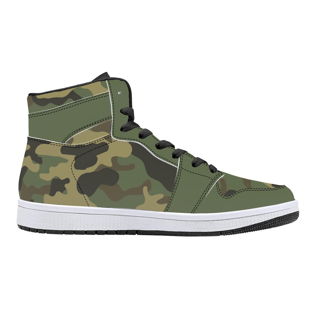Army Green Camouflage High Top Shoes Cute Sneaker Green Colored Kicks ...