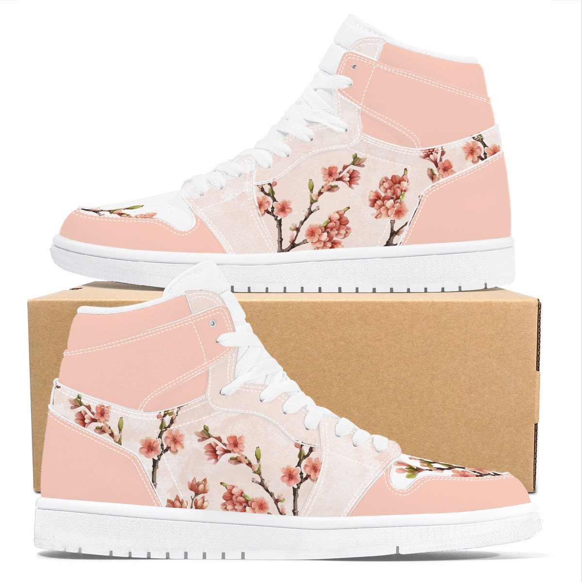 Pink Sakura High Top Sneaker Sakura Shoe Cute Pink Kicks High Top ...