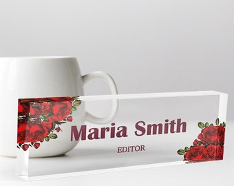 Red Rose Name Plate - Etsy