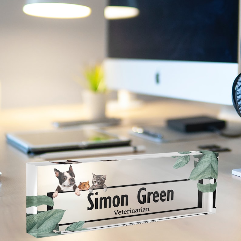 Veterinarian Desk Name Plate, Acrylic Name Plate, Personalized Business ...