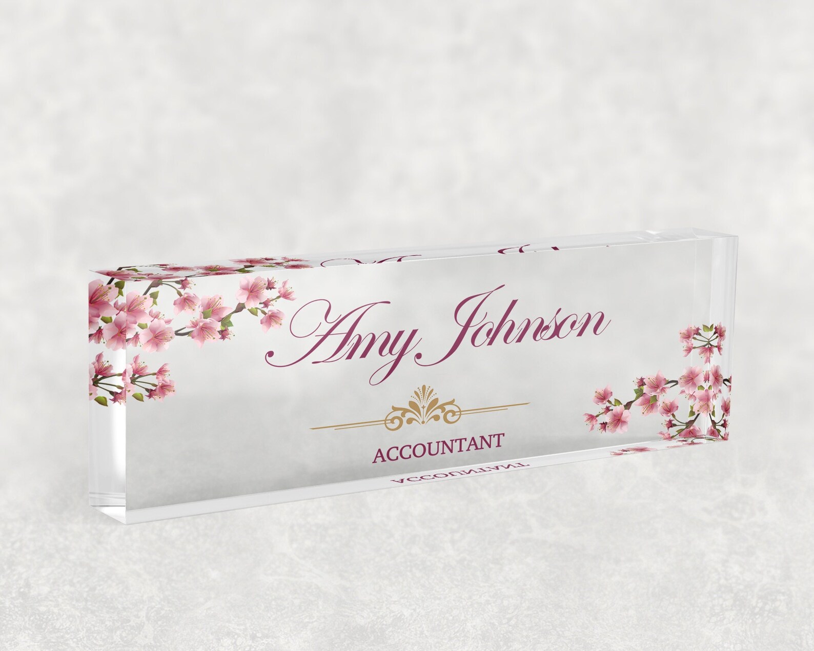 Desk Name Plate Cherry Blossom Name Plate for Desk - Etsy